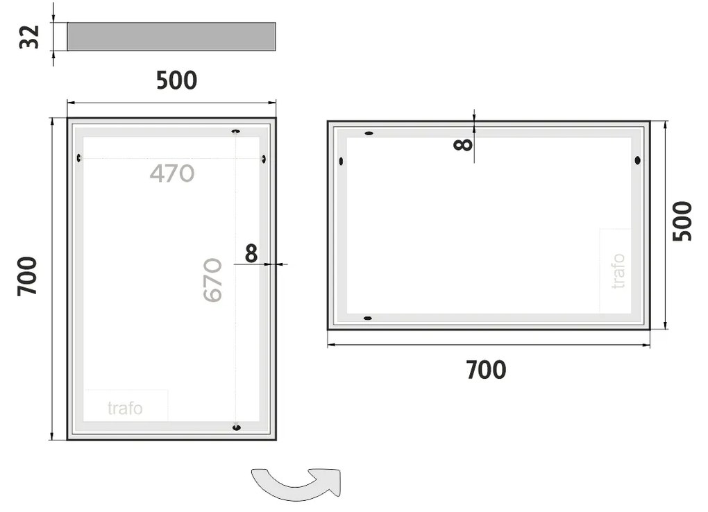 Nimco LED zrcadlo 500x700 - ZP 13001