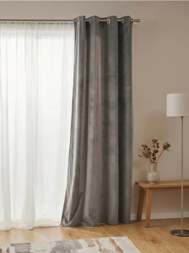 Sinsay - Sametový závěs s funkcí stínění na průchodkách - šedá