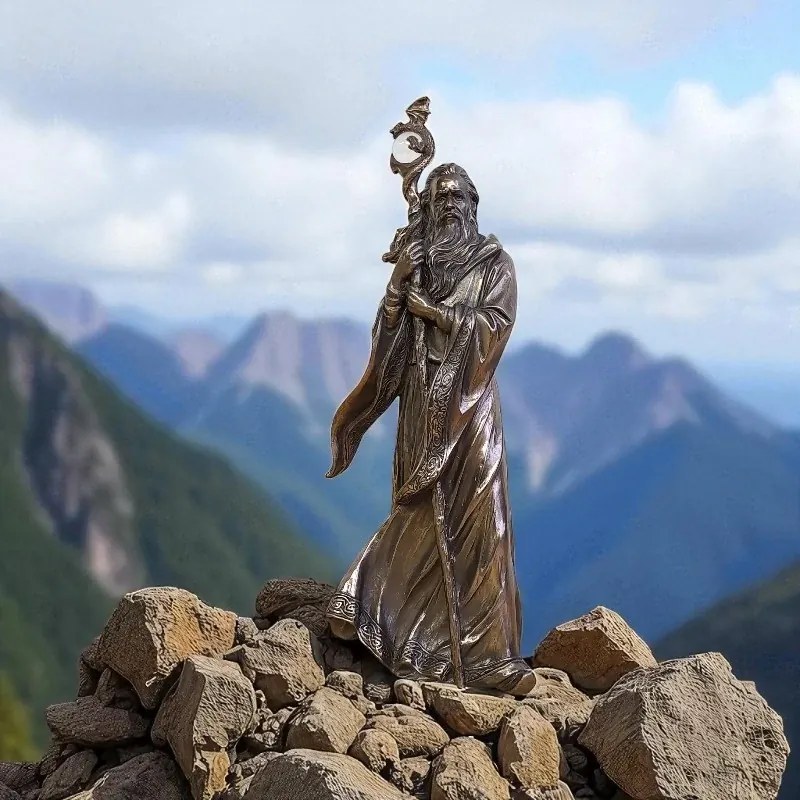 Merlin Ambrosius – čaroděj a druid, fantasy  dekorace, soška Veronese WU76427A1