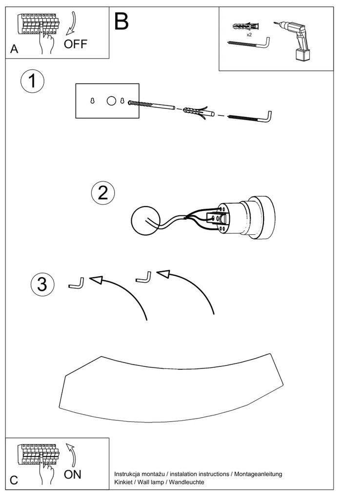 Nástěnné svítidlo Hattor, 1x bílé keramické stínítko