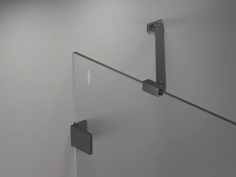 Mexen Lunar, výklopný sprchový kout pravý 70 x 70 cm, 8mm čiré sklo, profil grafit broušený, 834-070-070-66-00-P