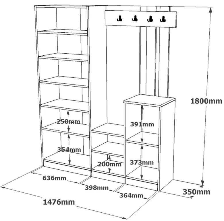 Předsíňová stěna JENKS borovice/antracit
