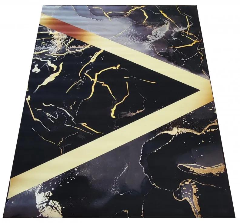 Luxusní černý koberec se zlatým vzorem Šířka: 60 cm | Délka: 100 cm