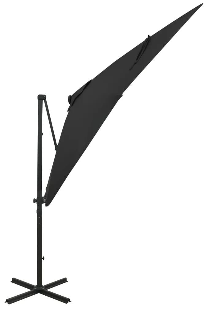 Konzolový slunečník s tyčí a LED světly černý 250 cm,  312324