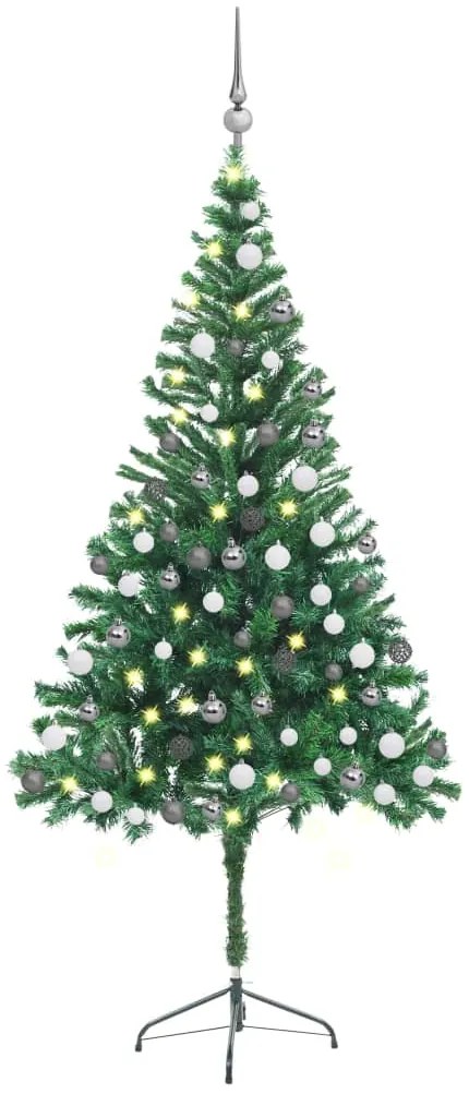 3077661 vidaXL Umělý vánoční stromek s LED a sadou koulí 180 cm 564 větví