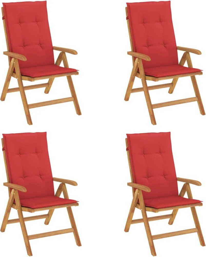Skládací polohovací křesla s polštáři 4 ks, masivní teak 3196469