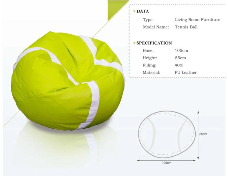 Sedací vak tenisová míč 335L TiaHome - bíla
