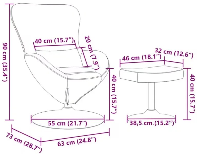 Křeslo relaxační, vajíčko, s taburetem, světle šedá, NoBi JOJO