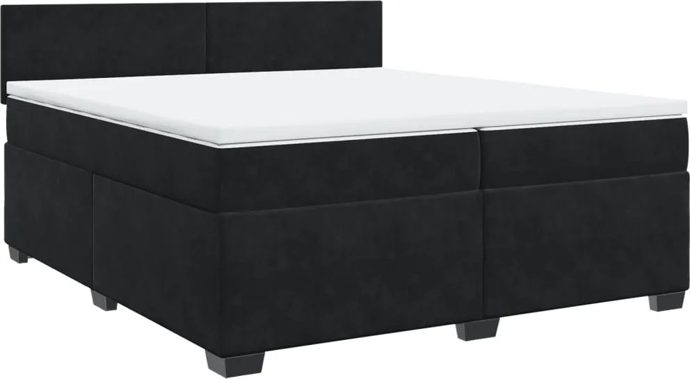 Box spring postel s matrací černá 200x200 cm samet 3288698