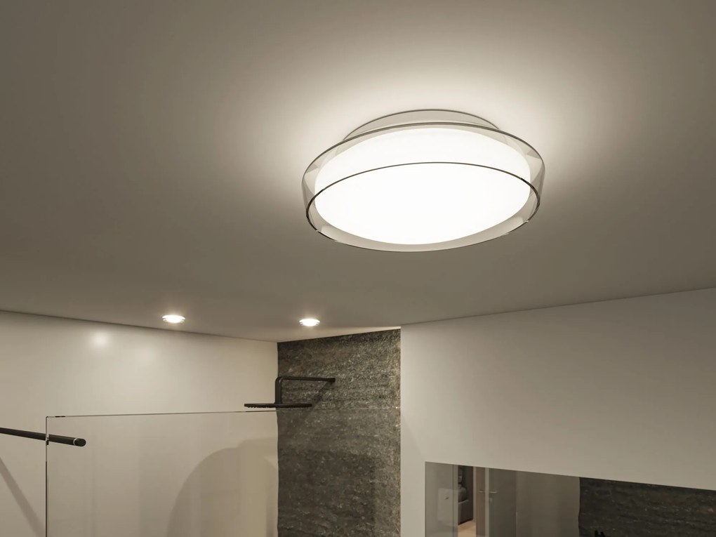 Paulmann 71075 Luena, koupelnové stropní svítidlo LED 16,5W 3000K, sklo/chrom, průměr 35cm, IP44