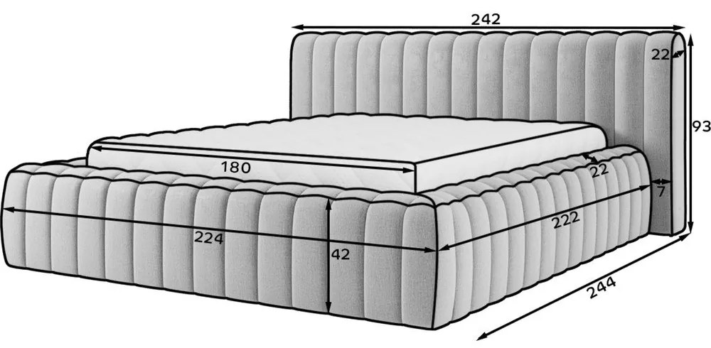 Béžová čalouněná dvoulůžková postel s úložným prostorem s roštem 180x200 cm Carilla – ELTAP