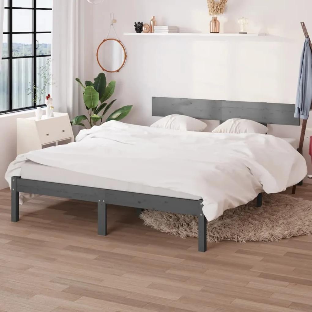 Rám postele šedý masivní borovice 135 x 190 cm Double - Default Title