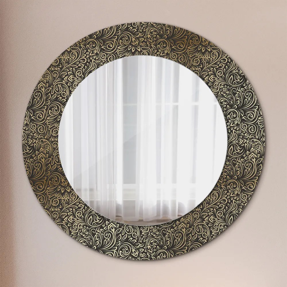 Kulaté dekorativní zrcadlo na zeď Zlaté ozdoby fi 50 cm