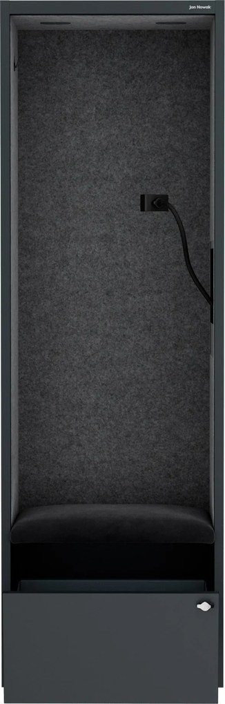 Kancelářská akustická kabina se sedátkem a USB-C portem, korpus antracitový / sedák tmavě šedá, 600 mm: SALLY MentalBox