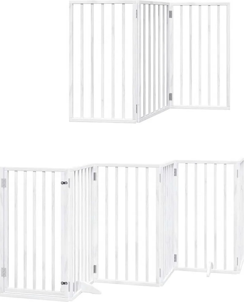 Zábrana pro psy s dvířky skládací 15 panelů bílá 750 cm topol 3155540