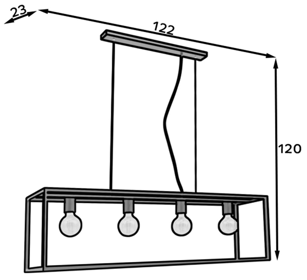 Eltap Industriální moderní závěsné osvětlení Furtim 4 line, 122x120x23cm