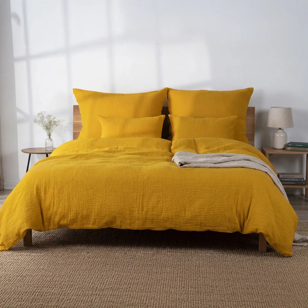 Celoroční mušelínové povlečení Honey - GOTS Velikost: 140 x 200 + 70 x 90