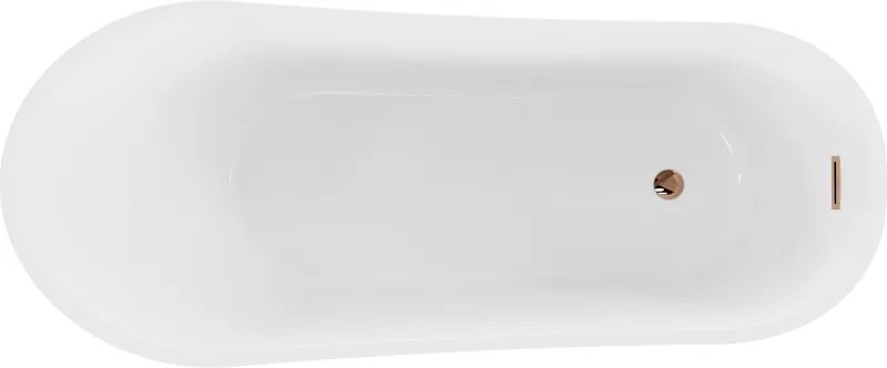 Mexen Alta, volně stojící vana 170 x 75 cm, bílá, růžové zlato přepad, 52141707500-60