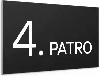ACCEPT Označení podlaží "4. PATRO" - stříbrná tabulka - černý popis