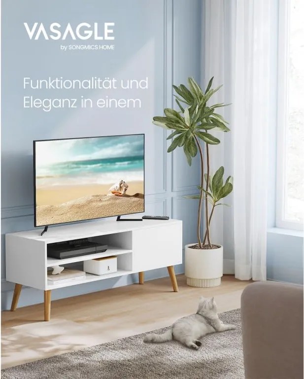 TV stolek – bílý minimalistický design, 120 × 40 × 49 cm