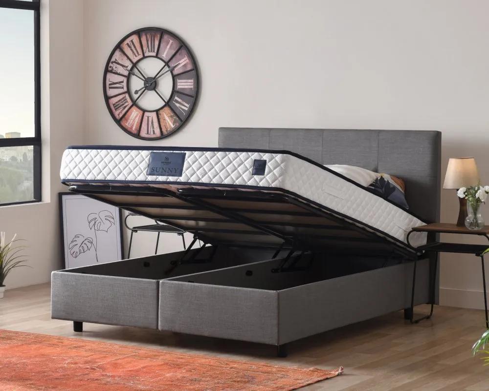 Čalouněná postel SUNNY s matrací - tmavě šedá 120 × 200 cm