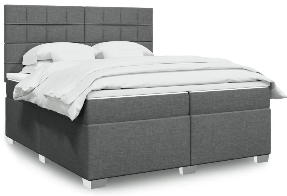 Box spring postel s matrací tmavě šedá 200x200 cm textil