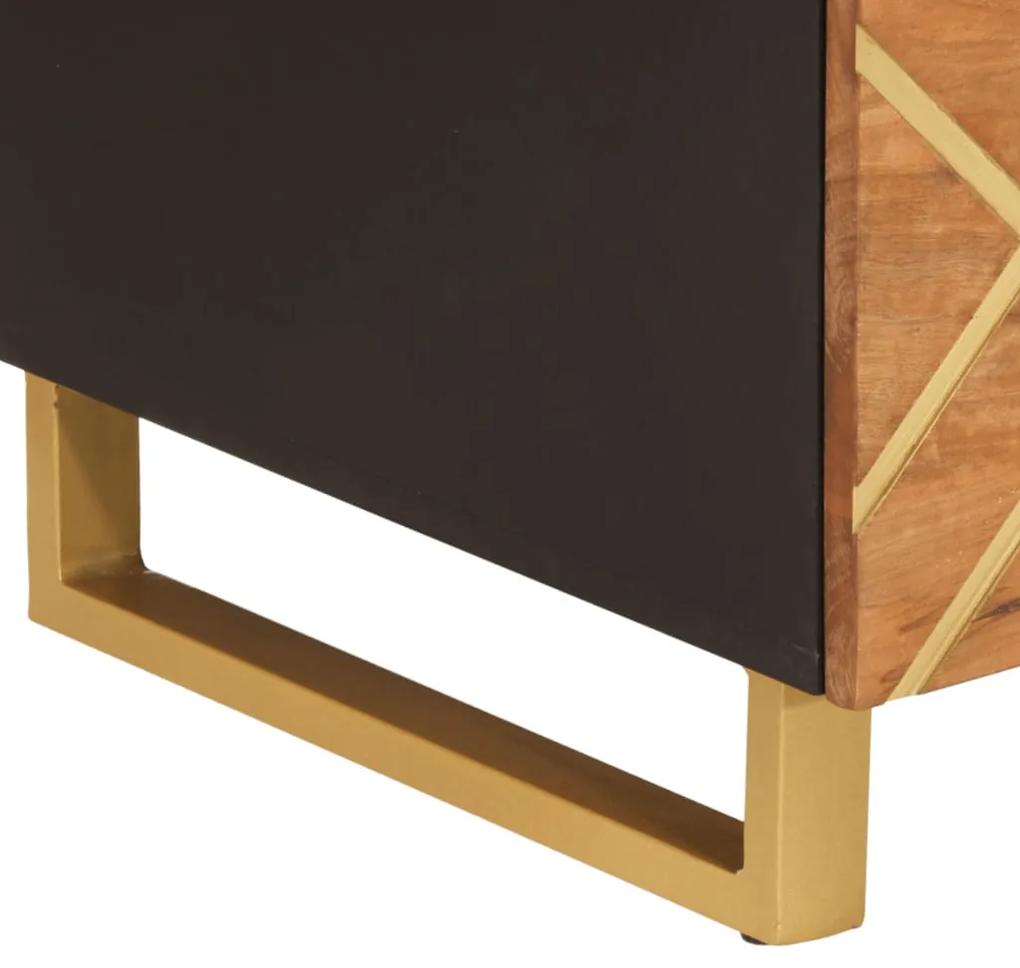 Konferenční stolek hnědý a černý 100x54x40 cm masivní mangovník - Default Title