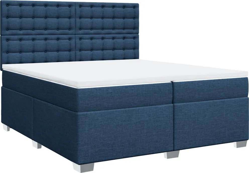 Box spring postel s matrací modrá 200x200 cm textil 3290615
