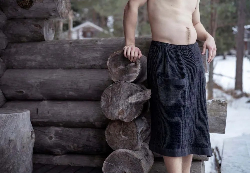 Rento kilt do sauny pánský 70x145cm černo-šedý