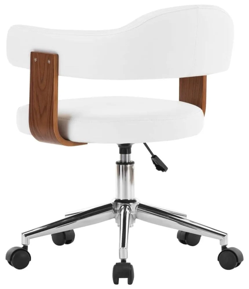 Petromila Otočná kancelářská židle bílá ohýbané dřevo a umělá kůže