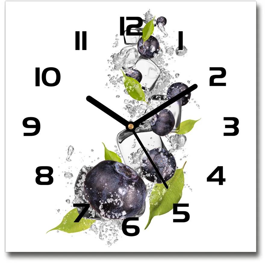 Wallmuralia Skleněné hodiny na stěnu Borůvky s ledem 30x30 cm
