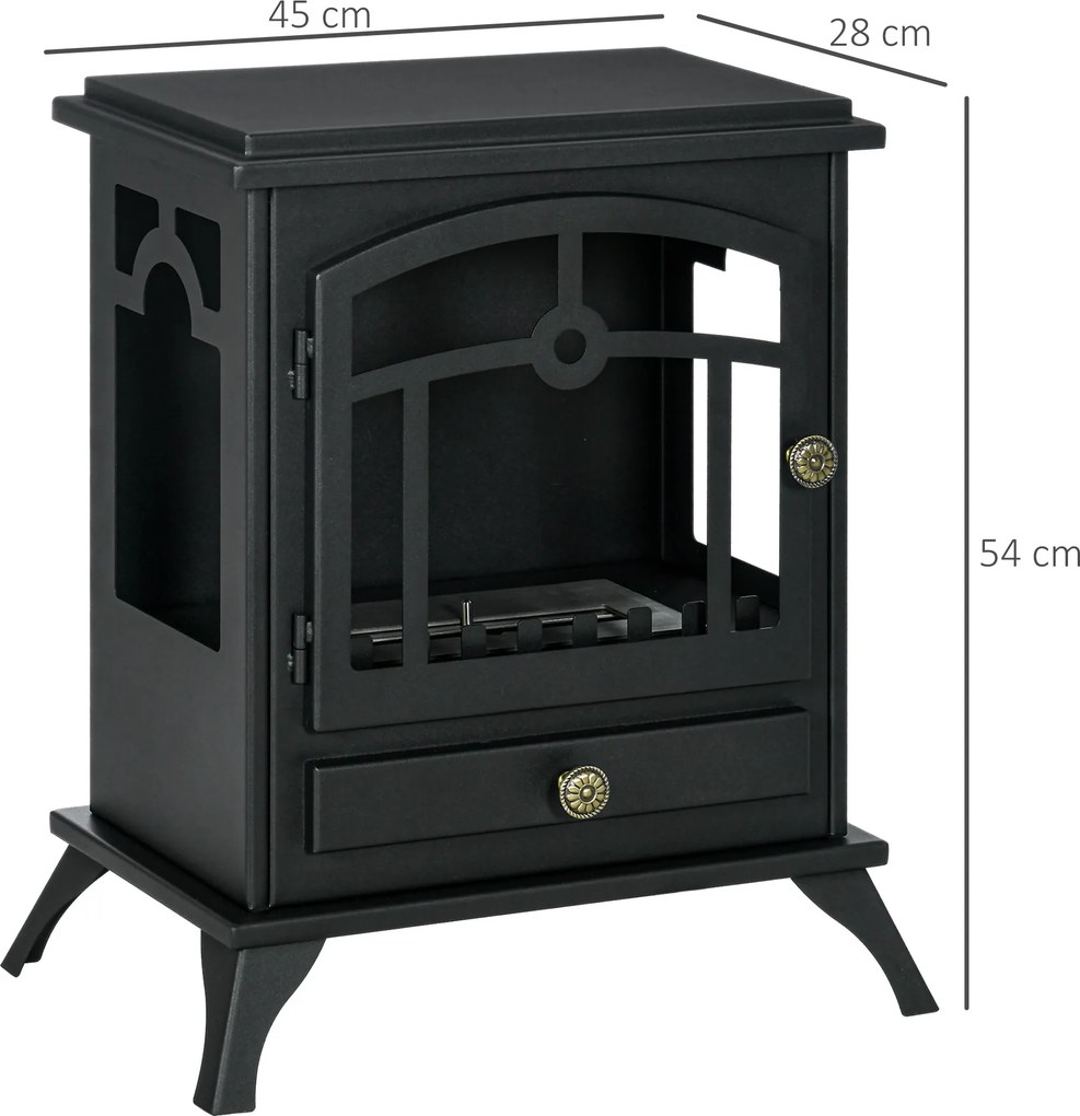 HOMCOM Volně stojící biokrb s hořákem z nerezové oceli o objemu 1,2 l, 3 hodiny doby hoření pro prostory 20-25 m², rozměry 45x28x54 cm, černý