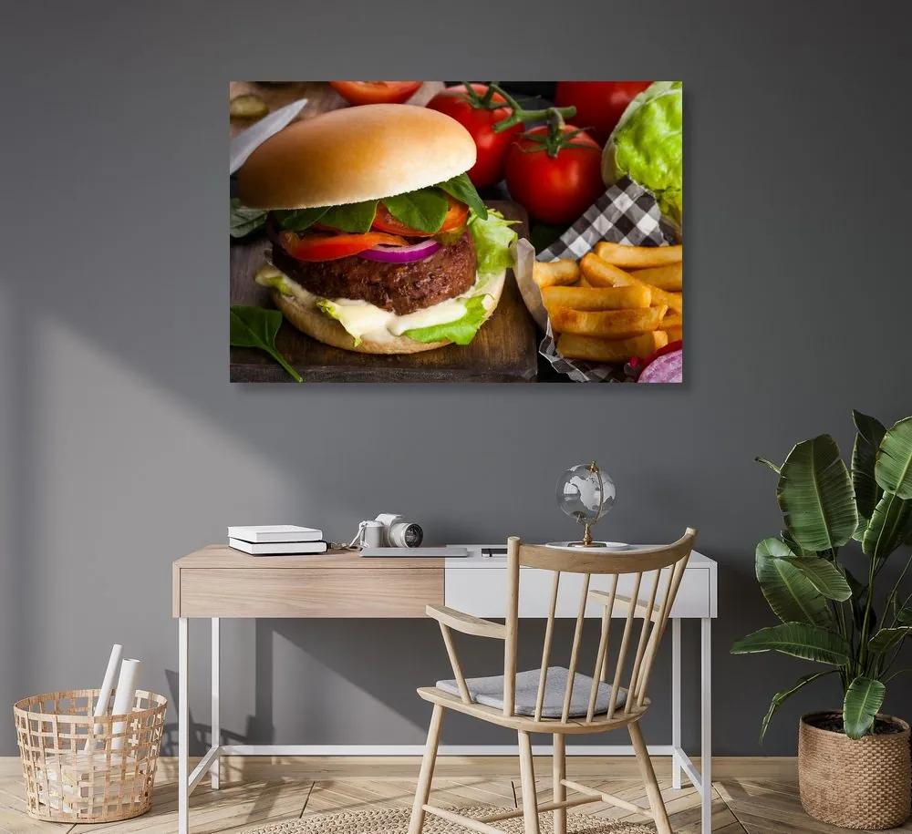 Obraz hamburger s hranolky Varianta: 90x60