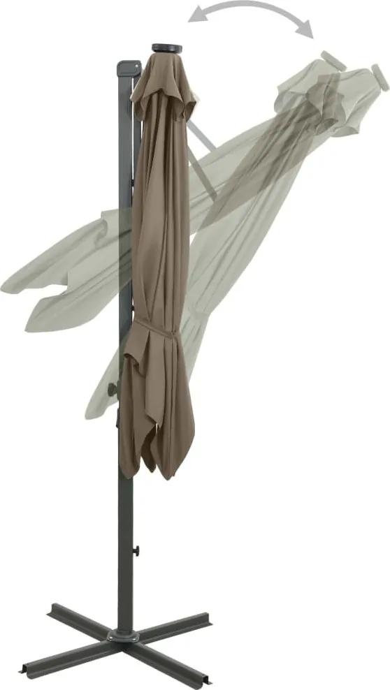 vidaXL Konzolový slunečník s tyčí a LED světly 300 cm [312331] Barva: antracitová