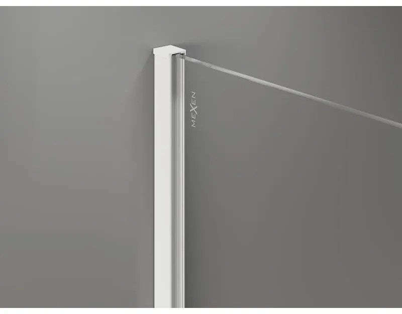 Mexen Kioto-X, sprchová zástěna 130 x 200 cm, 10mm šedé sklo, bílý profil, 800-130-101-20-40-X