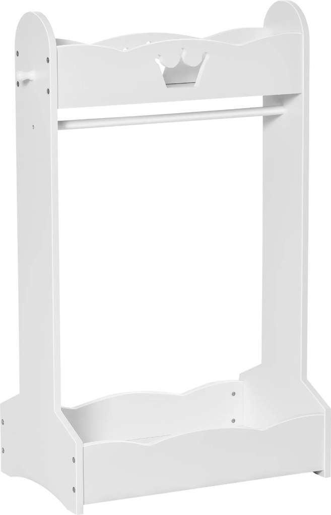 HOMCOM Dětský věšák na kabáty s policemi a bočními háčky, Dřevěný nábytek do dětského pokoje, 70,5x37x103cm, Bílý | Aosom