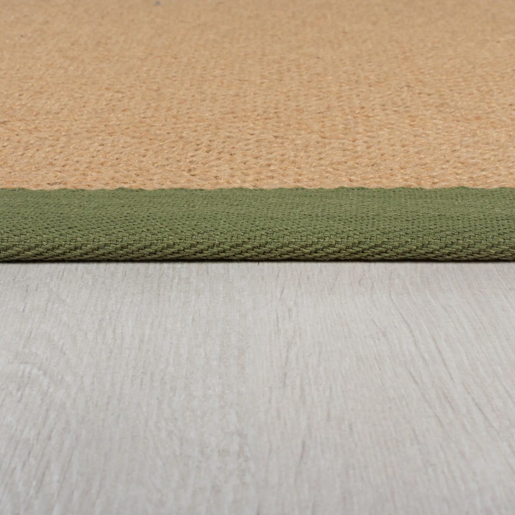 Kusový koberec Herringbone Border Kira Green, 200x290, béžová, chodba / predsieň, Flair Rugs