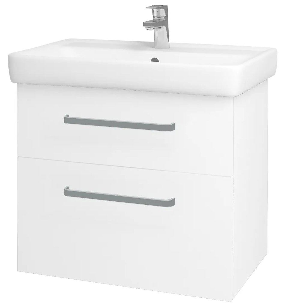 Dřevojas - Koupelnová skříň Q MAX SZZ2 70 - N01 Bílá lesk / Úchytka T01 / L01 Bílá vysoký lesk 60155A