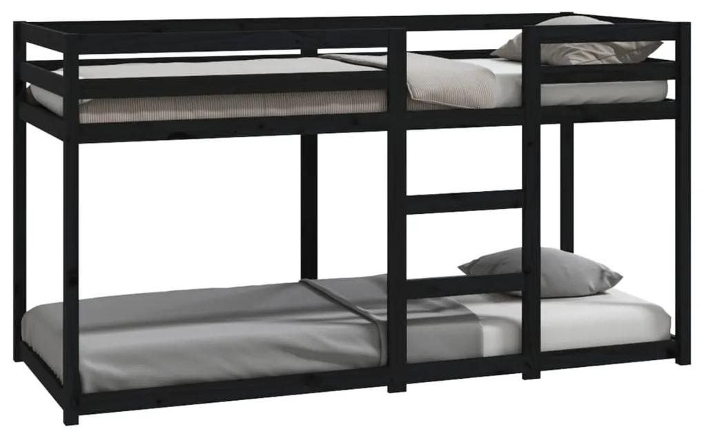 Patrová postel černá 80 x 200 cm masivní borové dřevo - Default Title
