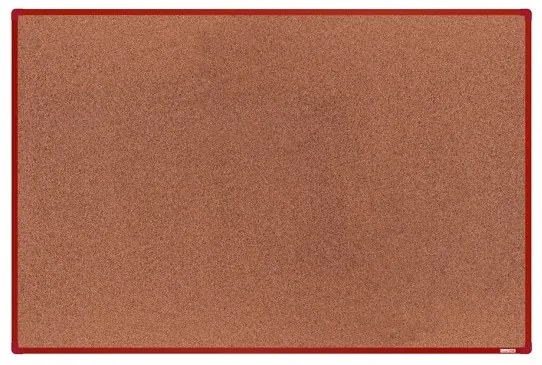 Korková nástěnka boardOK v hliníkovém rámu, 1800 x 1200 mm, červený rám