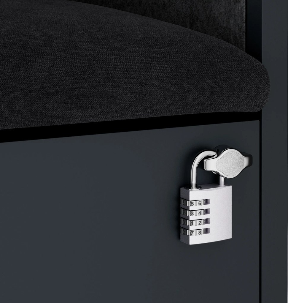 Kancelářská akustická kabina se sedátkem a USB-C portem, korpus antracitový / sedák tmavě šedá, 600 mm: SALLY MentalBox