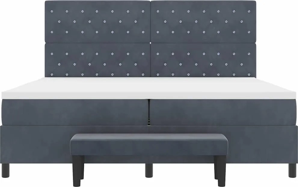 Postel s boxspringem s matrací Tmavě šedá 200 x 200 cm samet 3344469