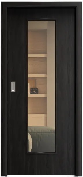 SAPELI ELEGANT KOMFORT M55 - CPL LAMINÁT - POSUVNÉ DVEŘE VČ. ZÁRUBNĚ - Ořech královský Průchozí šířka (cm): 80, Průchozí výška (cm): 197, Typ skla: Satináto bílé