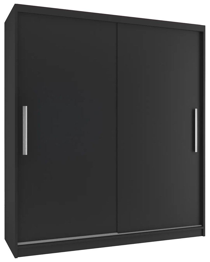 Šatní skříň 133 cm Belini černý mat s posuvnými dveřmi  SI SZP2/2/B/B/0/AL