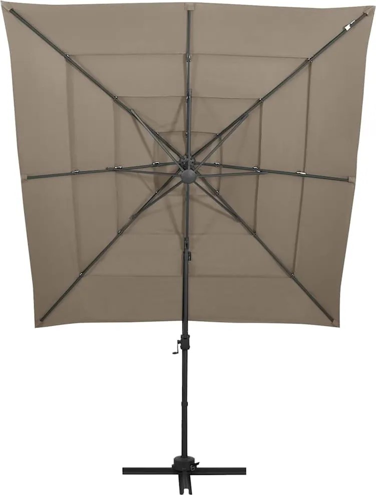 4stupňový zahradní slunečník s hliníkovou tyčí taupe 250x250 cm 313823