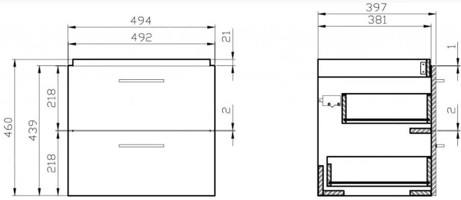Cersanit - SET B281 LARA MILLE SLIM 50 (SKŘÍŇKA + UMYVADLO), ŠEDÁ, S801-320-DSM