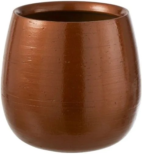 Měděný keramický obal na květináč Shiny copper L - Ø 25*24 cm