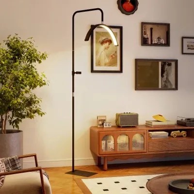 HOMCOM LED půlměsíční řasová lampa s držákem na telefon, 350° otočná, beauty ringlight, teplá lampa s nastavitelnou výškou