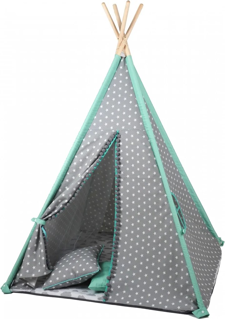 Vigvam design Teepee Stars Mint - pětiúhelníkové s doplňky