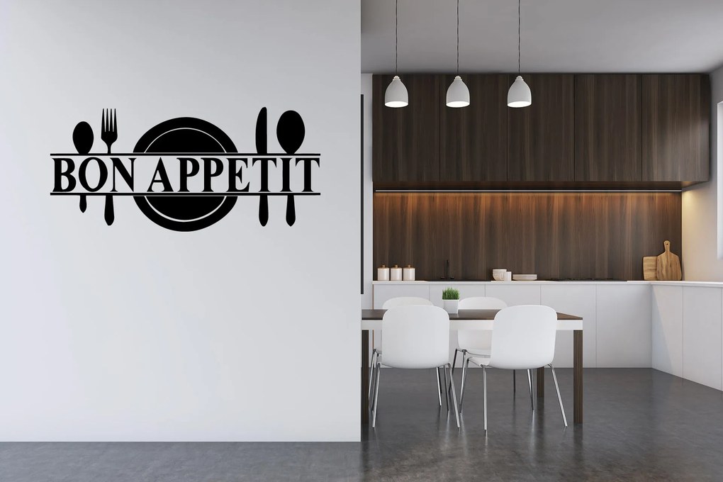 Samolepka na zeď Bon appétit Barevná varianta: Černá, Velikost (šířka x výška): 45x21cm